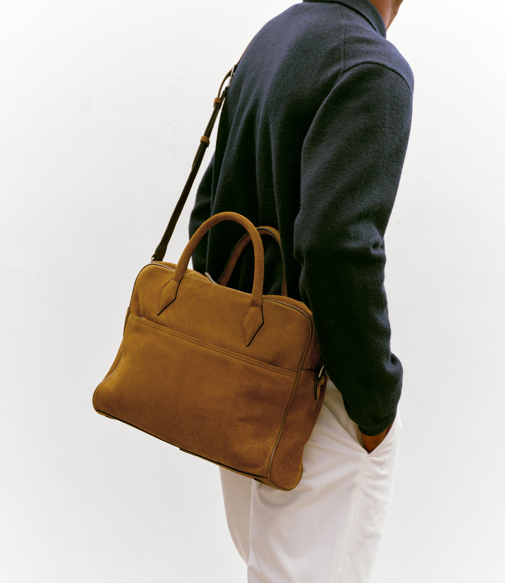 Closer Slim Handmade Italian Leather Briefcase Suede Marrakech | Métier US