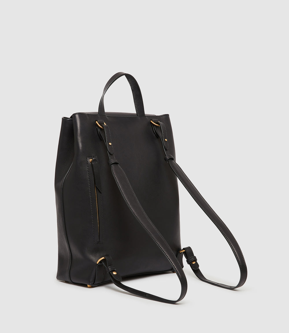 Women's Edge Backpack Supple Calfskin Leather Black | Métier US
