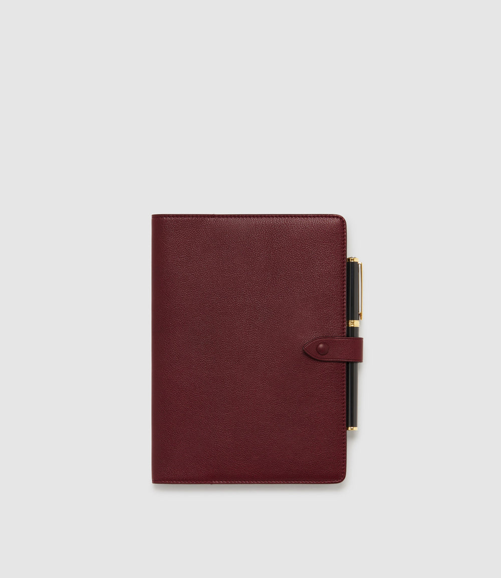 Métier Notebook Cover Handmade Italian Buffalo Leather Dark Cherry Red ...