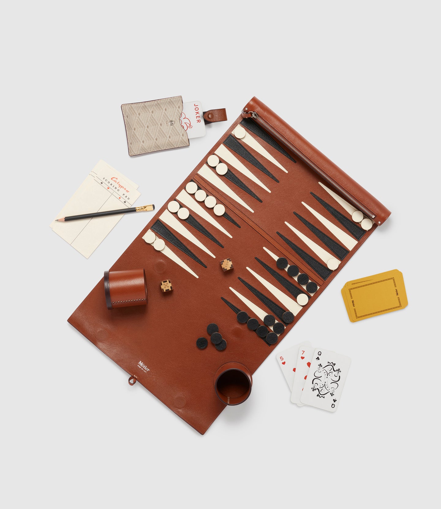 Métier Backgammon Set Brown Grained Italian Leather – Métier US