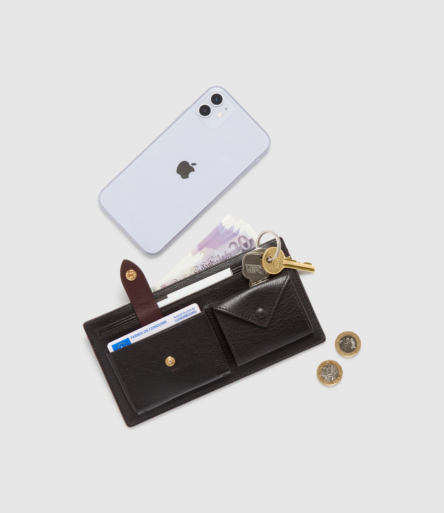 Métier Inside Out Wallet Handmade Italian Buffalo Leather Cacao Dark ...